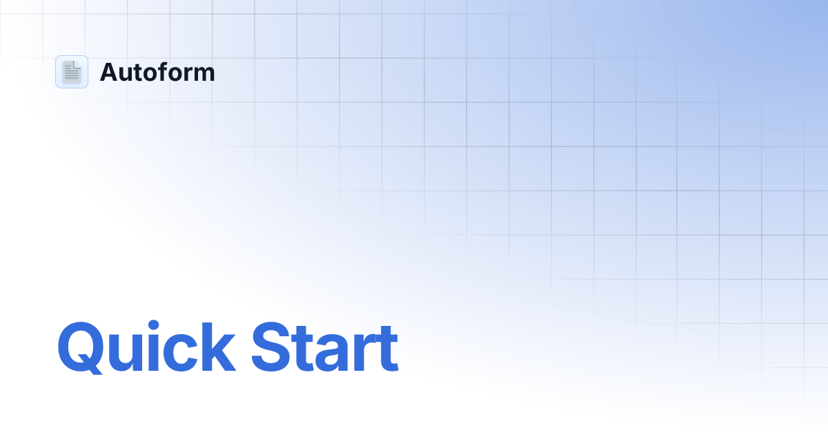 Quick Start | Autoform
